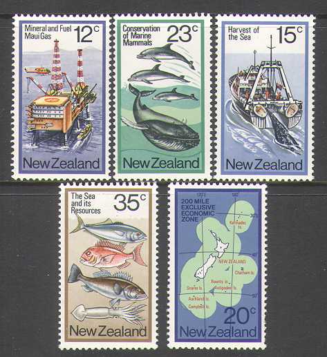 Nuova Zelanda 1978 Petrolio/gas/pesce/barca/balena set 5v b6771c